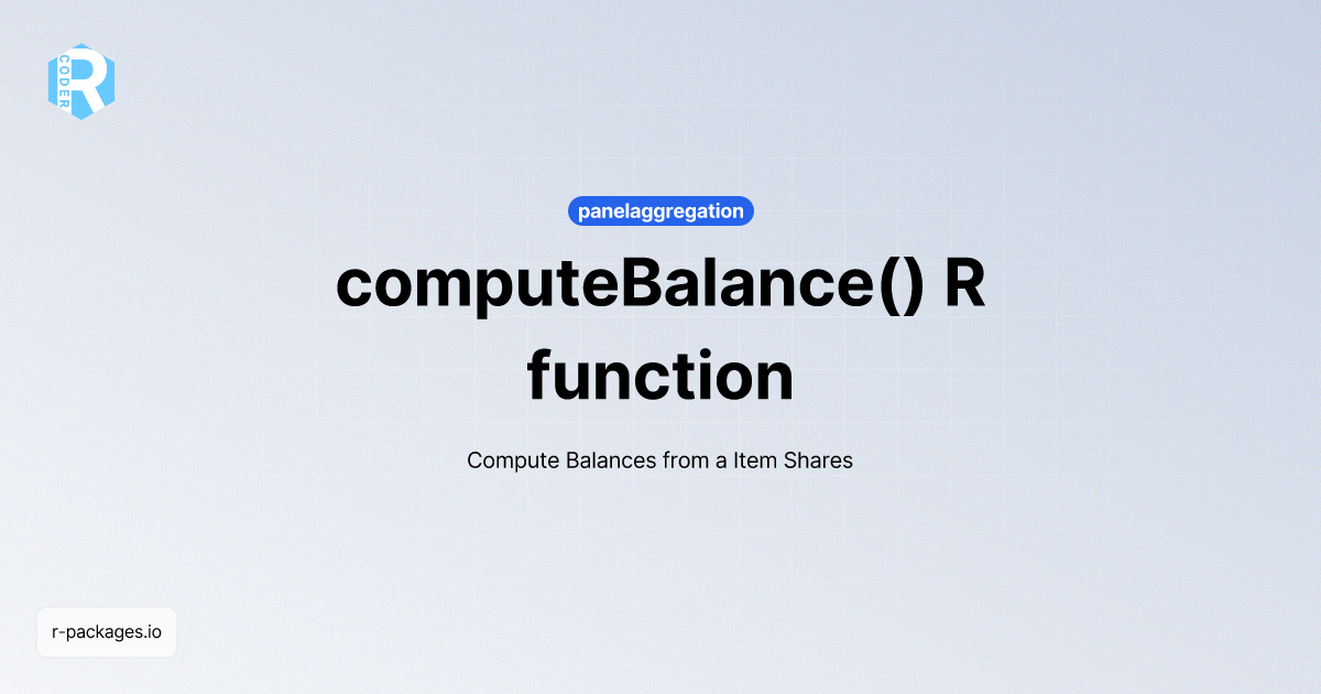 computeBalance() R function from [panelaggregation] | R PACKAGES
