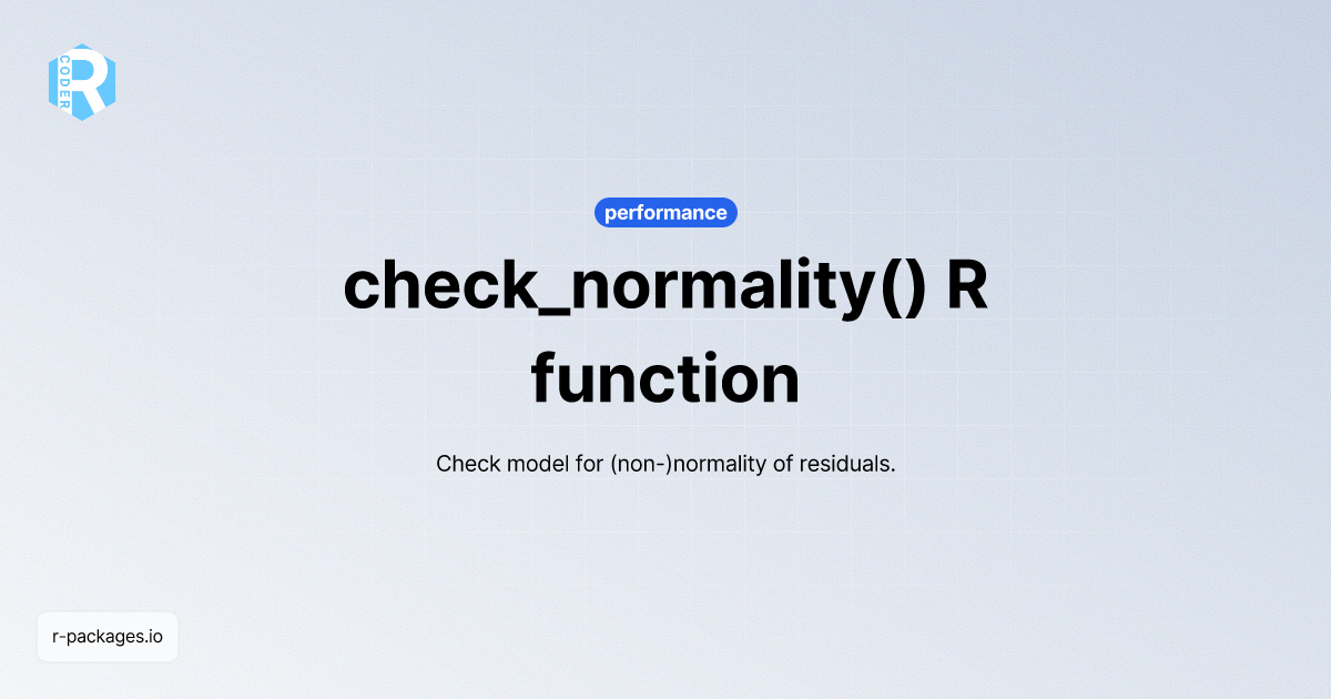check_normality() R function from [performance] | R PACKAGES
