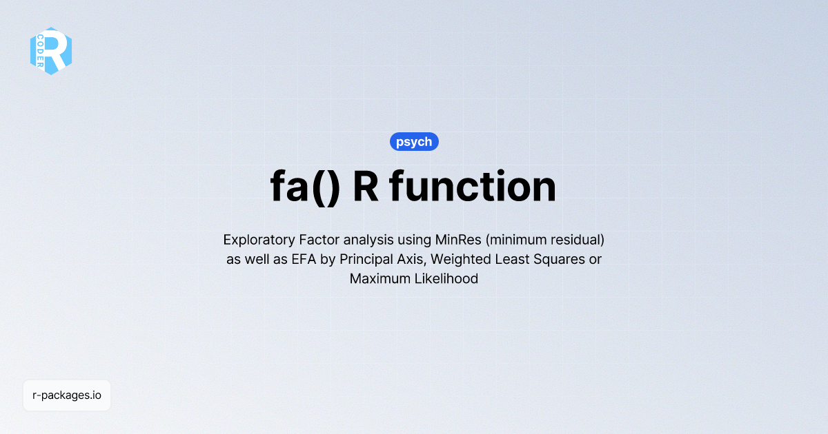 fa() R function from [psych] | R PACKAGES