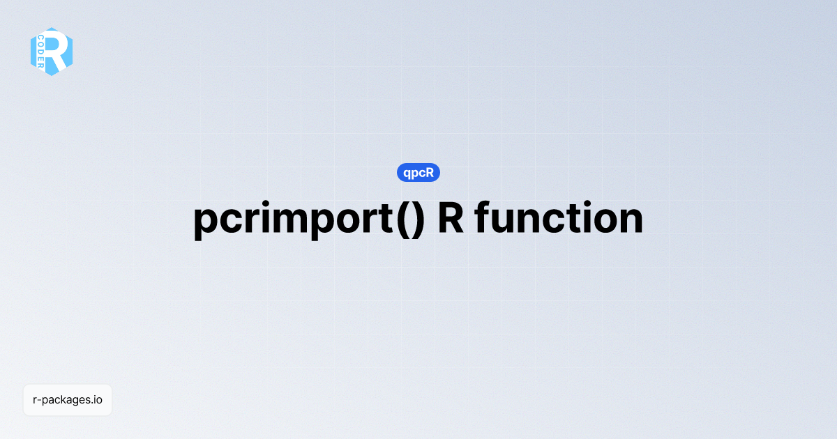 pcrimport() R function from [qpcR] | R PACKAGES
