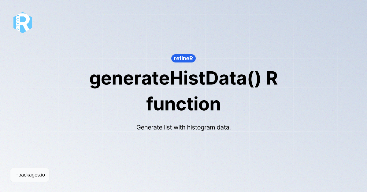Generatehistdata R Function From Refiner R Packages