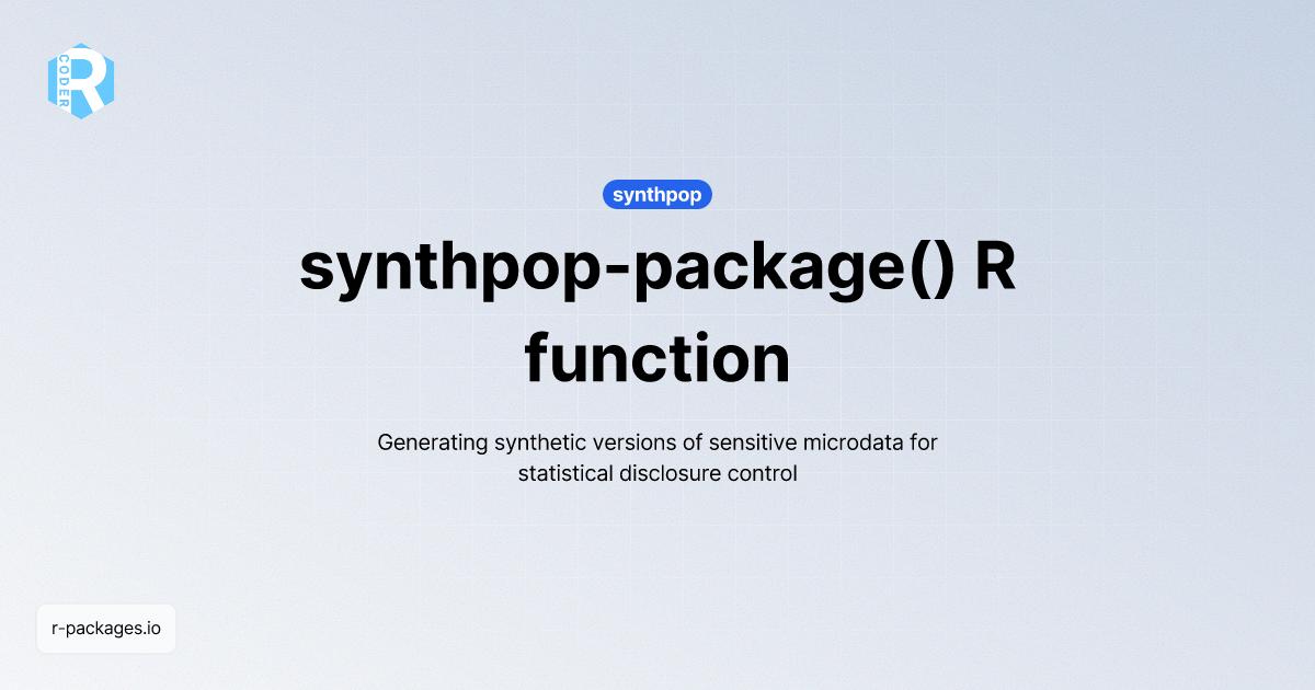 synthpop-package() R function from [synthpop] | R PACKAGES