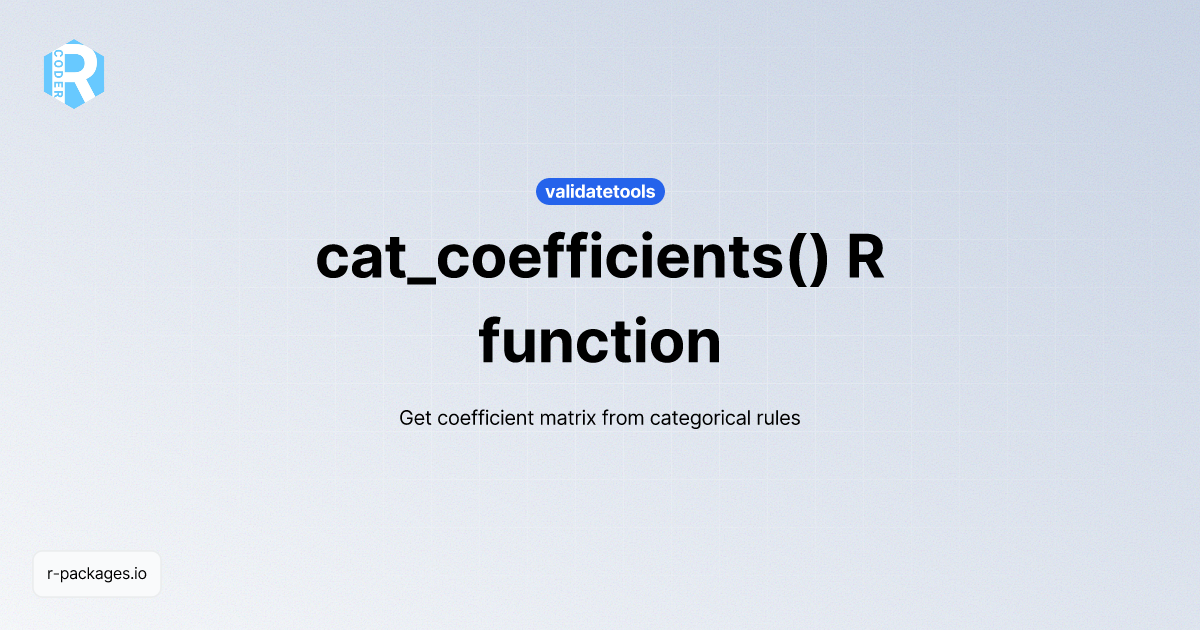 cat_coefficients() R function from [validatetools] | R PACKAGES