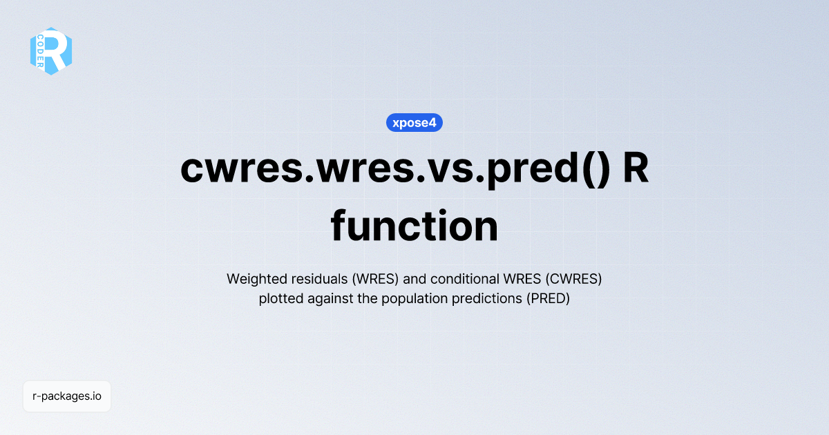 cwres.wres.vs.pred() R function from [xpose4] | R PACKAGES